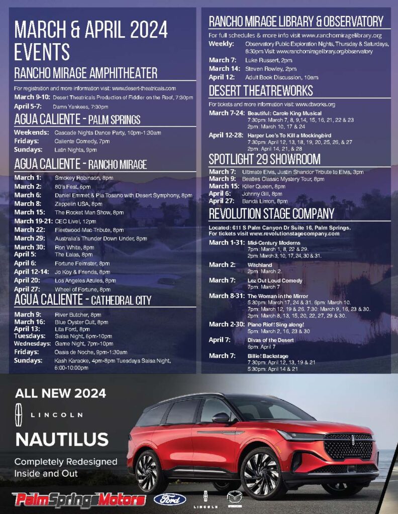 March & April 2024 Events | The Desert Insider